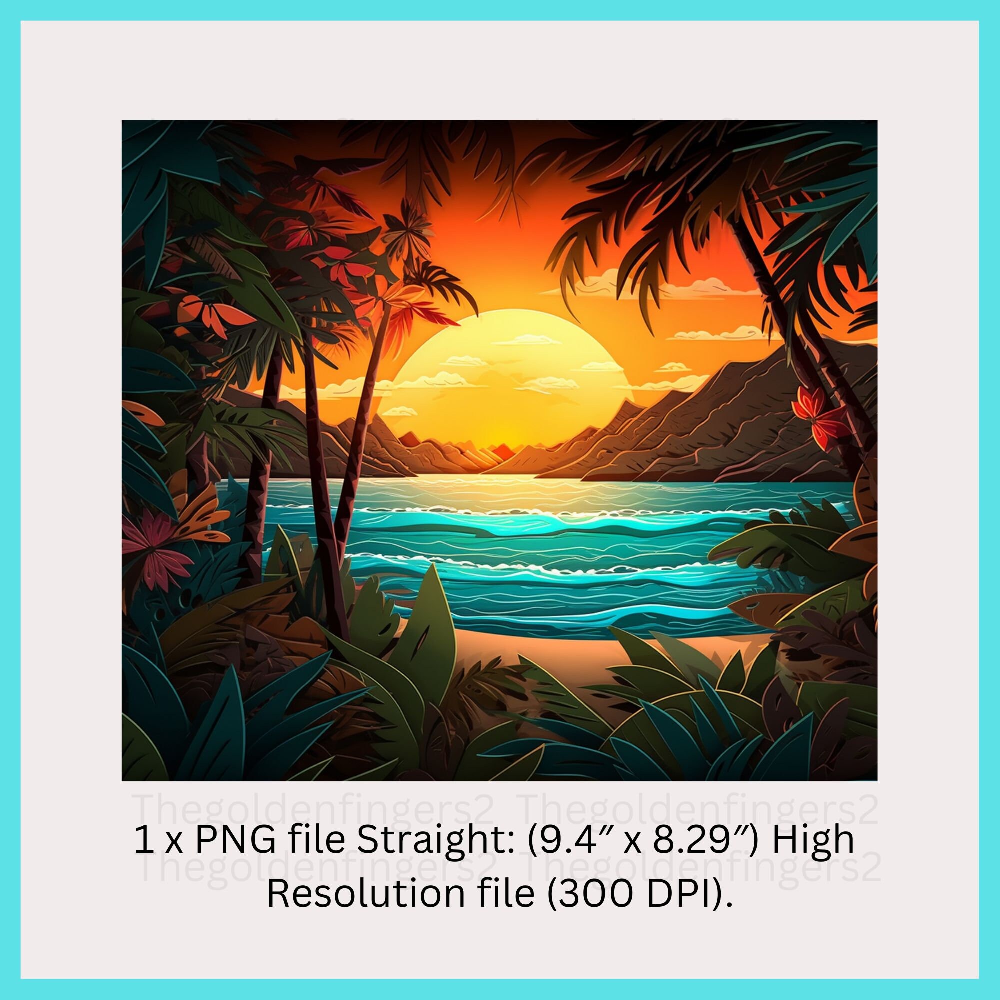 3D Carved Beach Life Palm Tree,3d Ocean Sunset Tumbler Wrap Sublimation ...