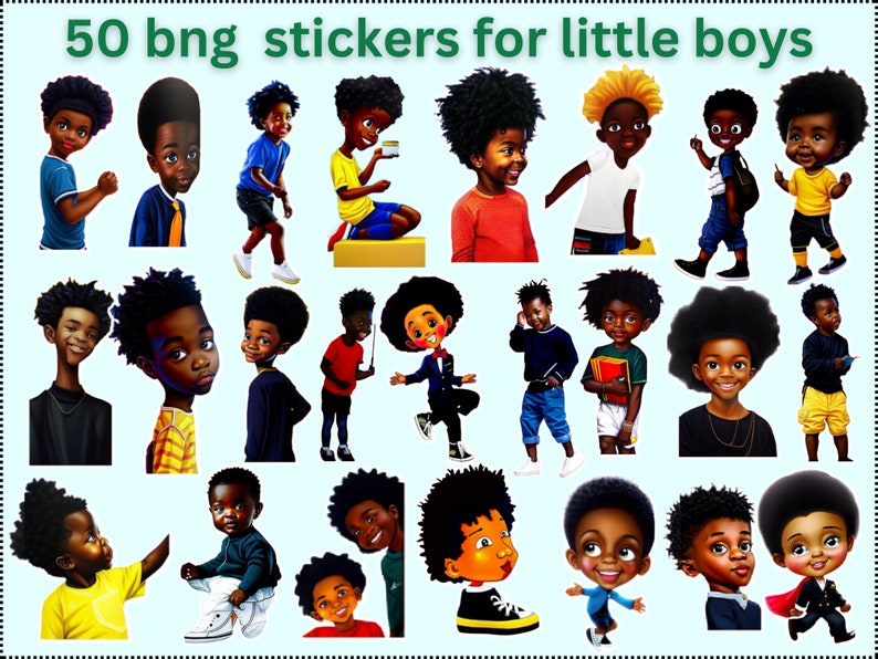 Cute Little Black Boys Stickers Black History Monthafrican - Etsy