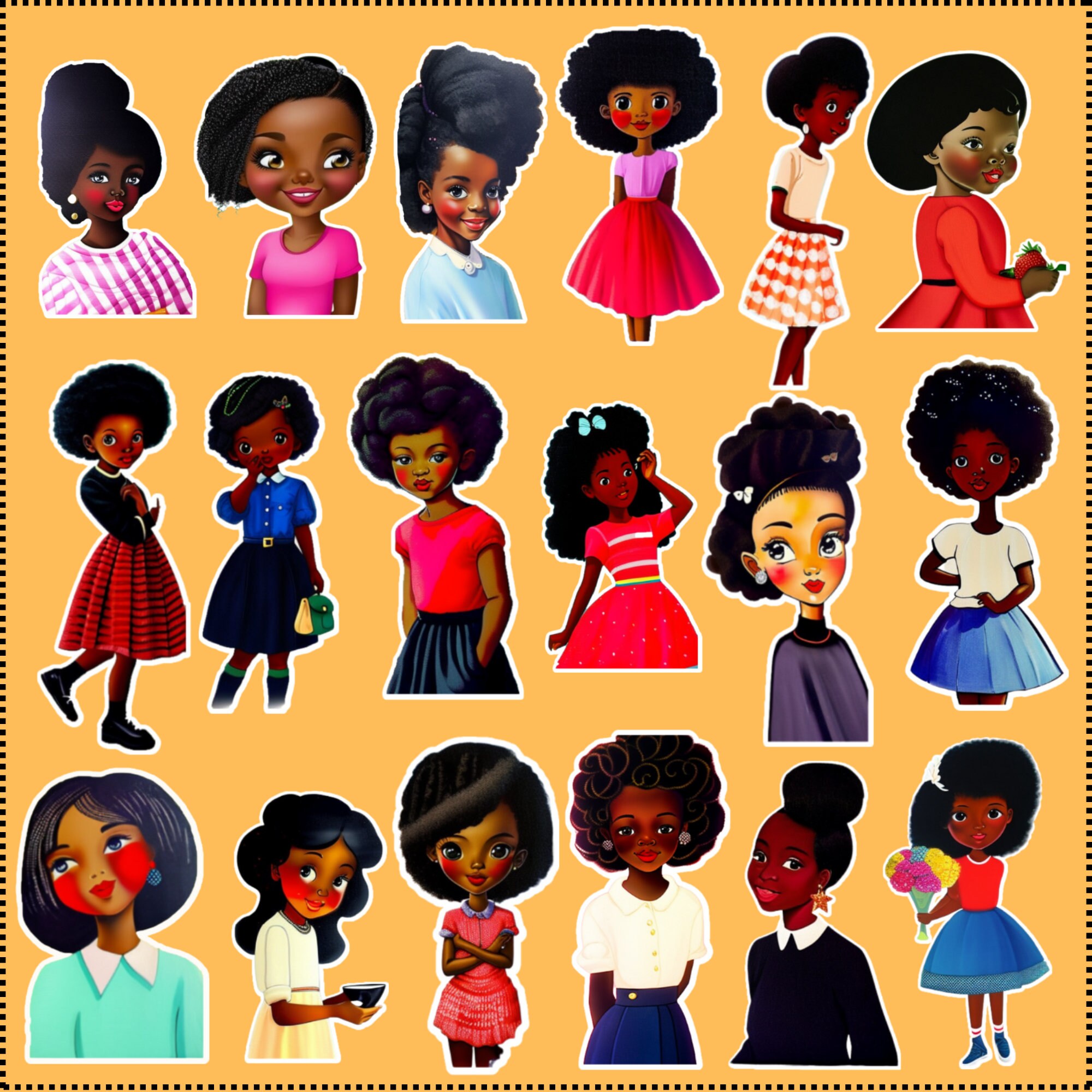 Cute Little Black Girls Stickers Black History Monthafrican - Etsy