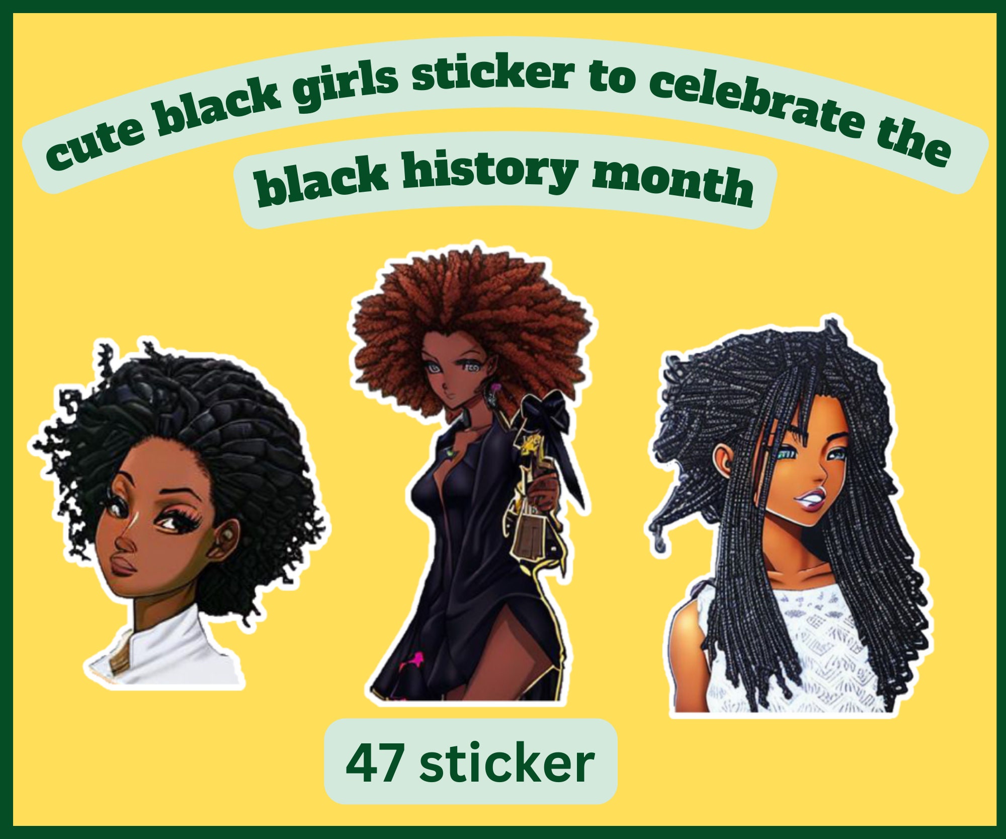 Cute Black Girls Stickers Black History Month|african American Stickers ...