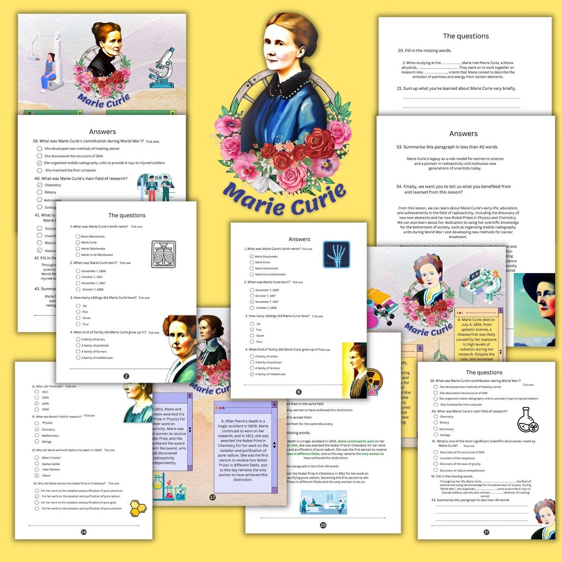 Famous Inventors Worksheet marie Curie - Etsy