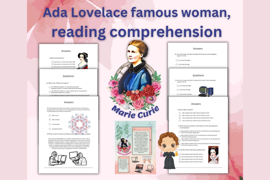 Ada Lovelace Famous Women, Reading Comprehension Passage - Etsy