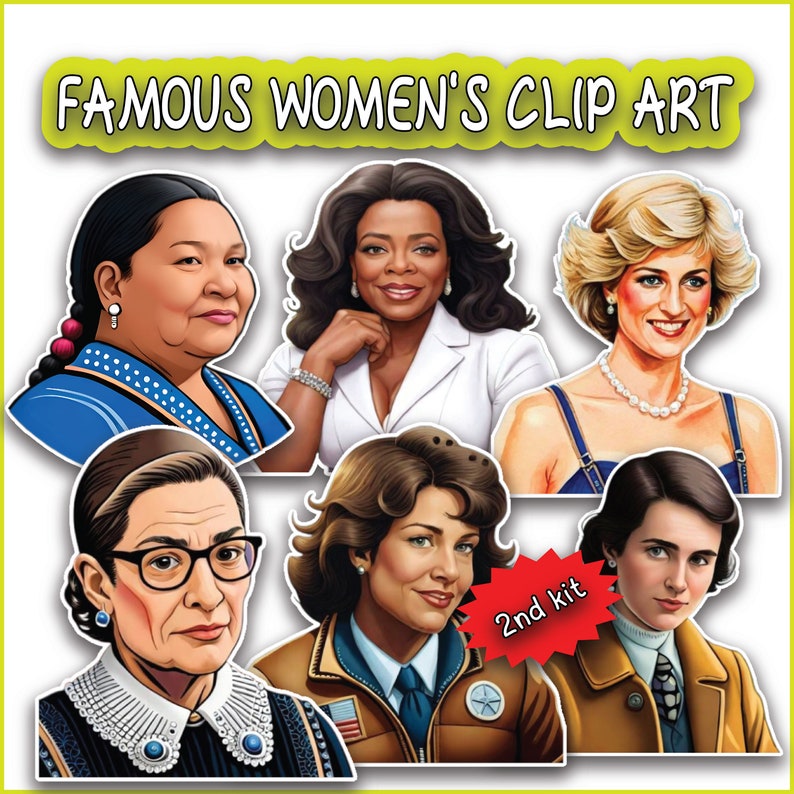 Famous Important Women in History | Famous Women Clip Art,stickers - Etsy