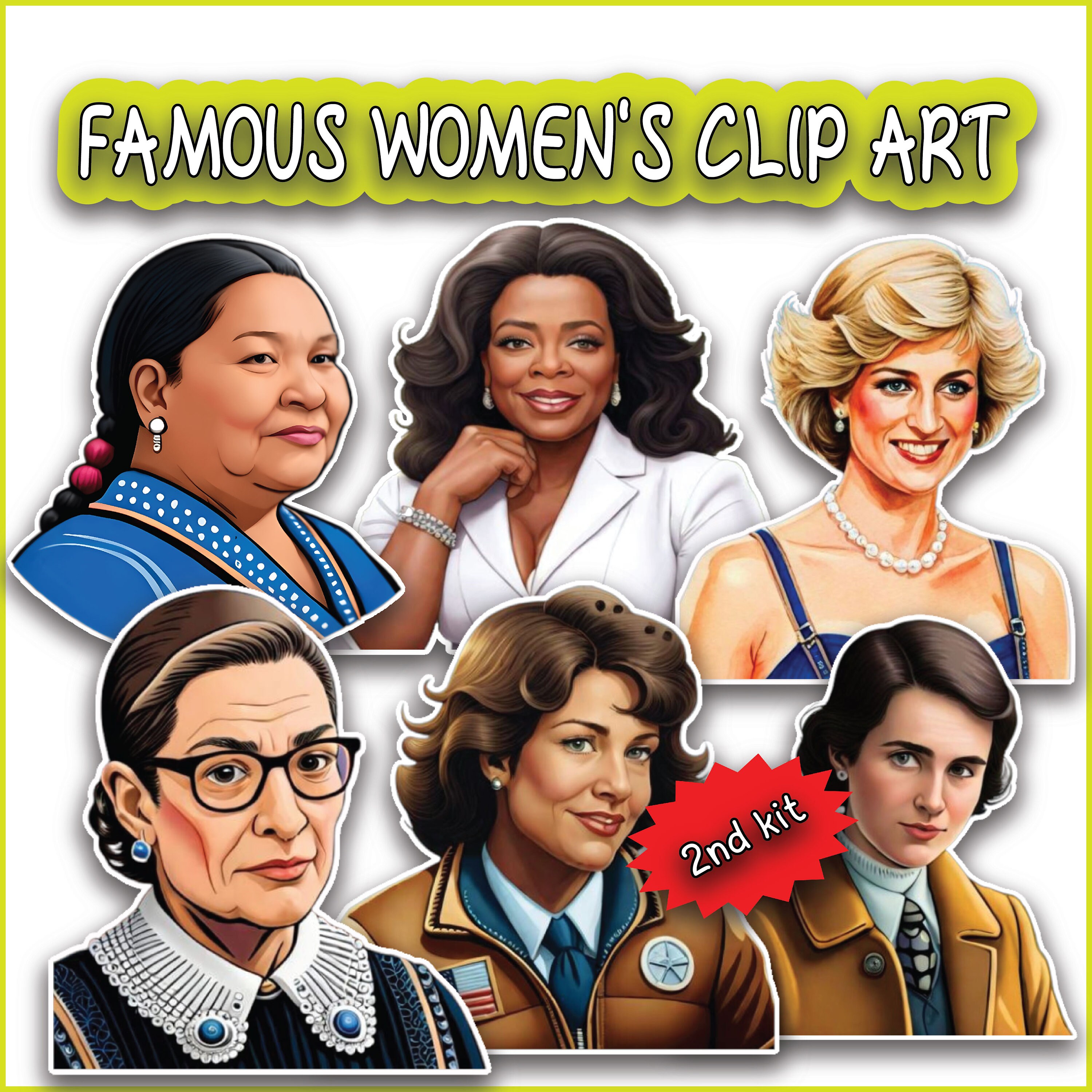 Famous Important Women in History Famous Women Clip Art,stickers - Etsy