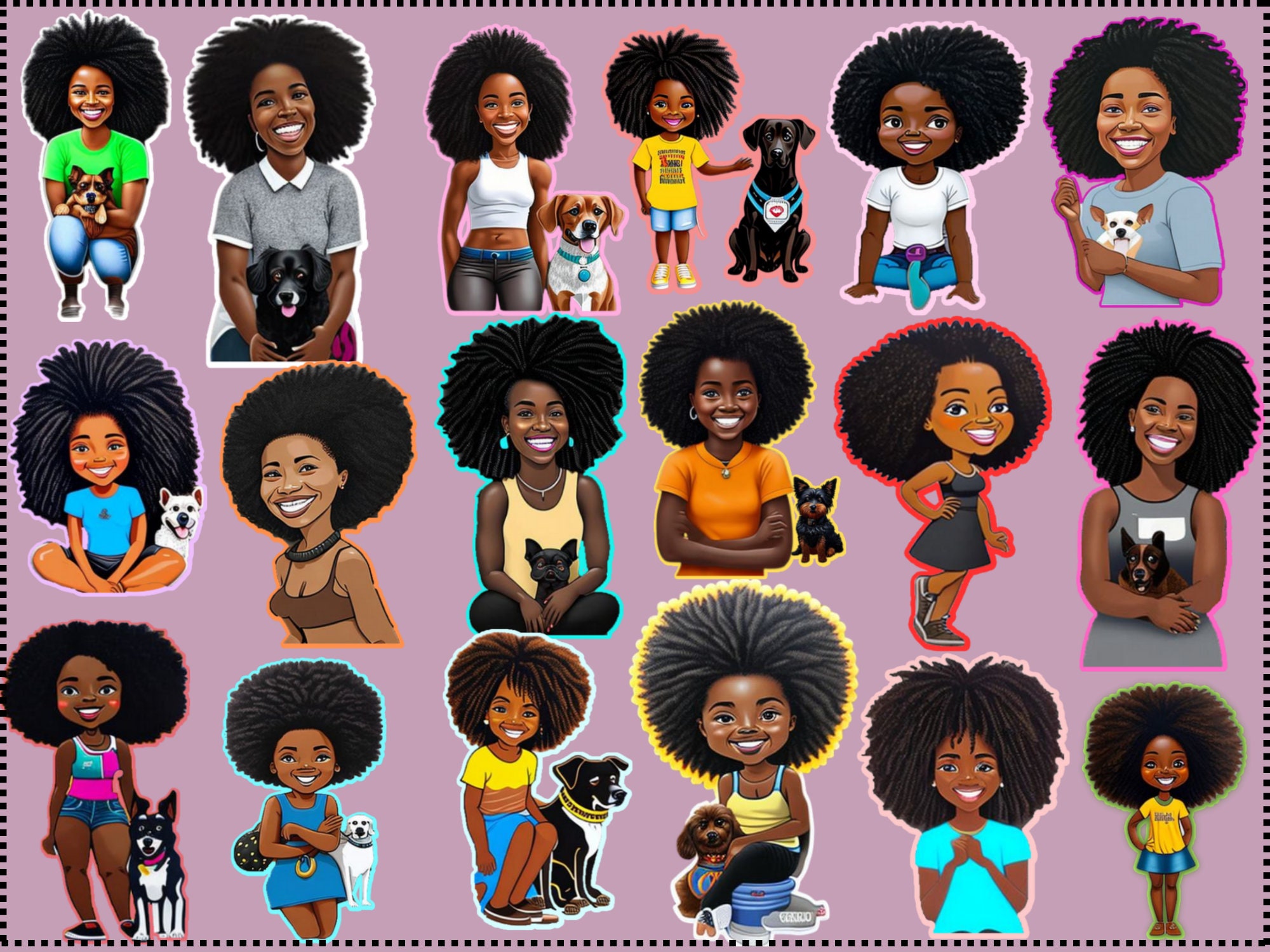 Cute Black Girls Stickers Black History Monthafrican American Stickers ...