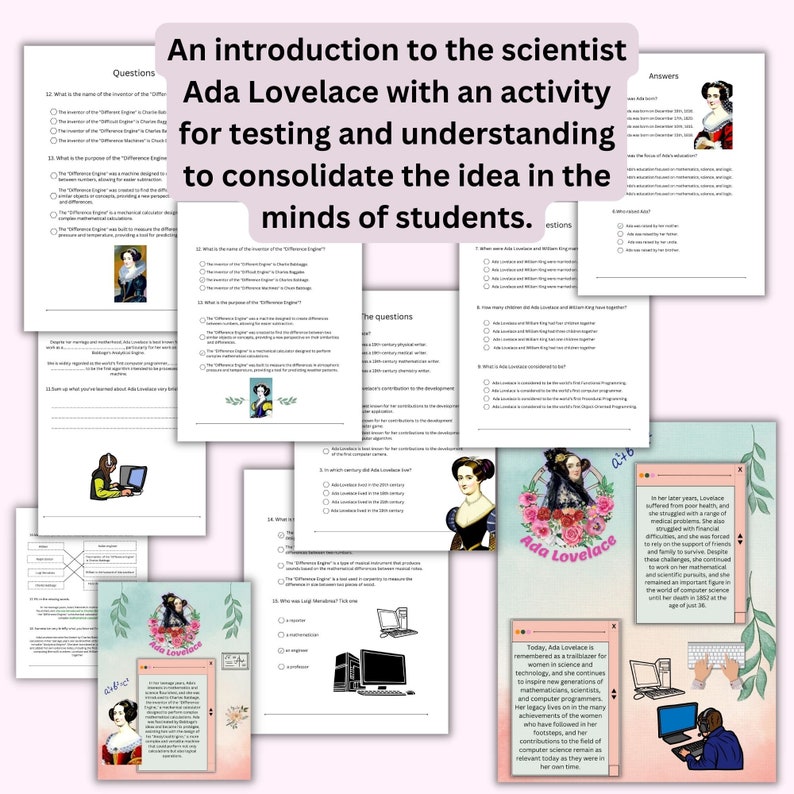 Ada Lovelace Famous Women, Reading Comprehension Passage - Etsy