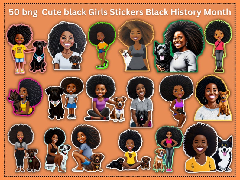 Cute Black Girls Stickers Black History Monthafrican American - Etsy
