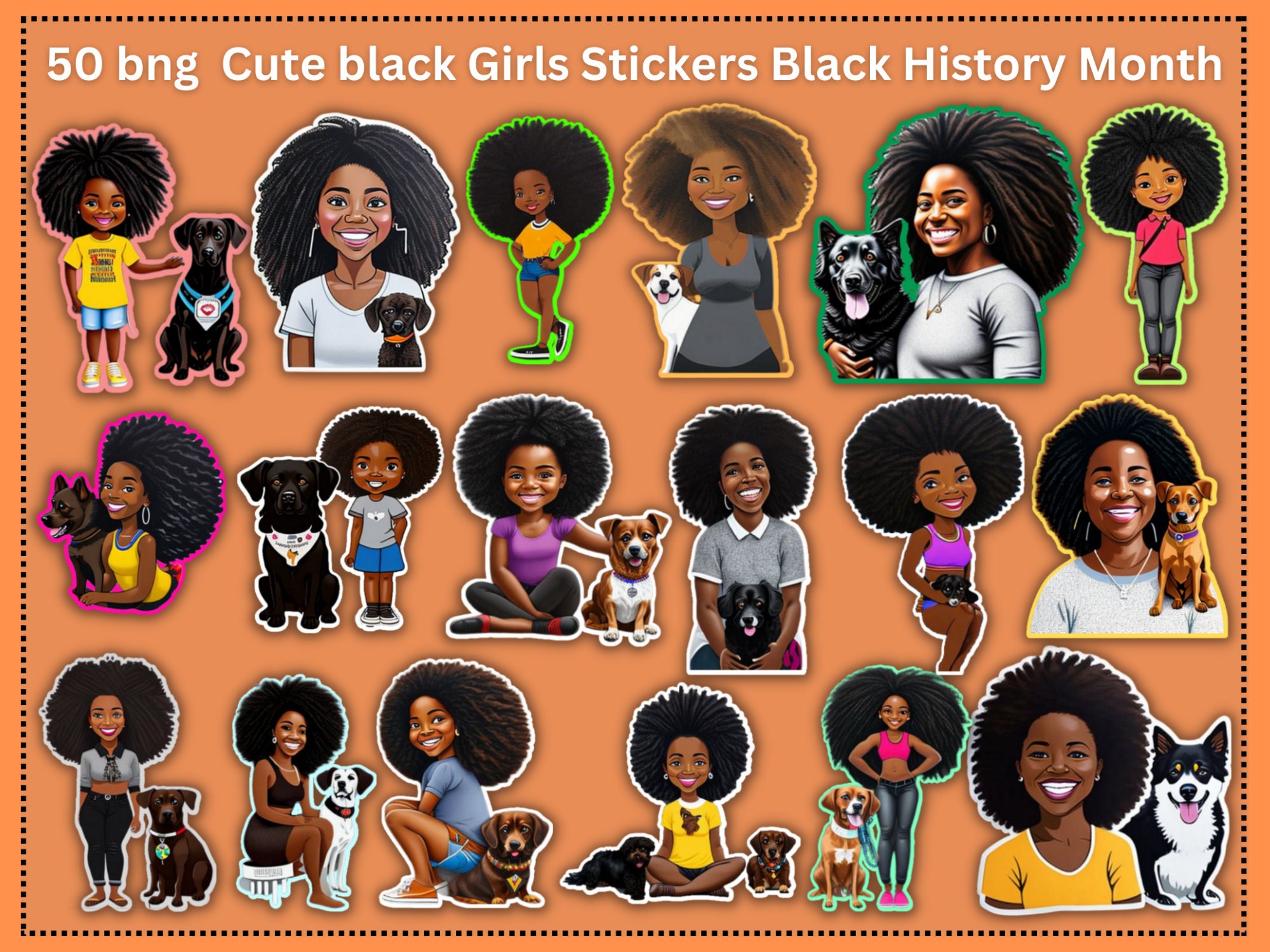 Cute Black Girls Stickers Black History Monthafrican American Stickers ...