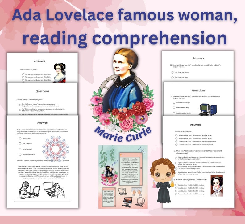 Ada Lovelace Famous Women, Reading Comprehension Passage - Etsy