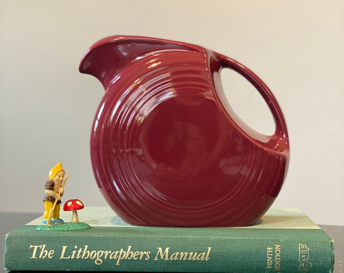 Vintage Fiestaware Large Perfect Disk Pitcher Burgundy Red , Fiesta ...