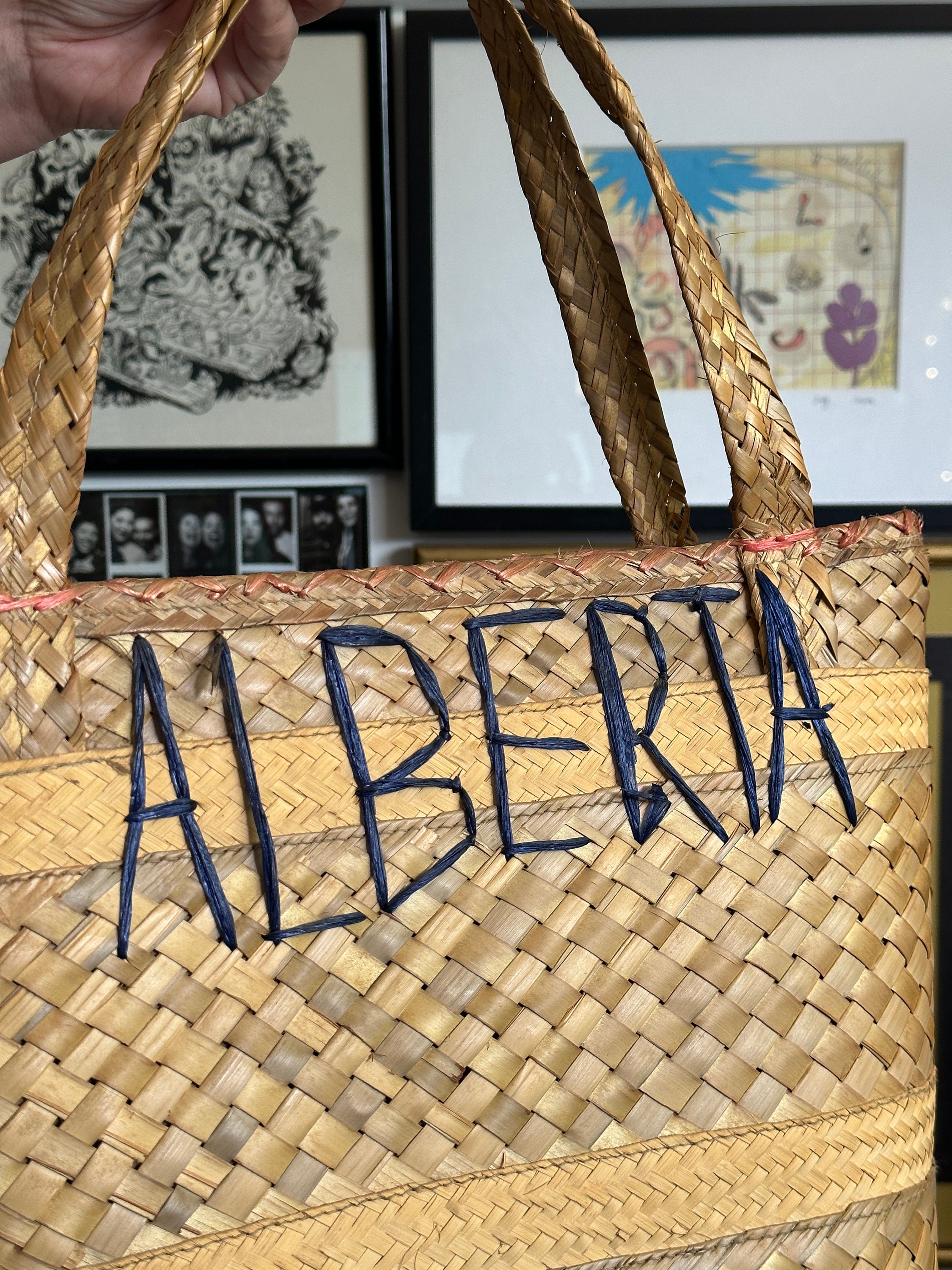 Vintage Bahamian Straw Bag With Straw Flowers and Real Shells Flower , Vintage Nassau , Alberta ...