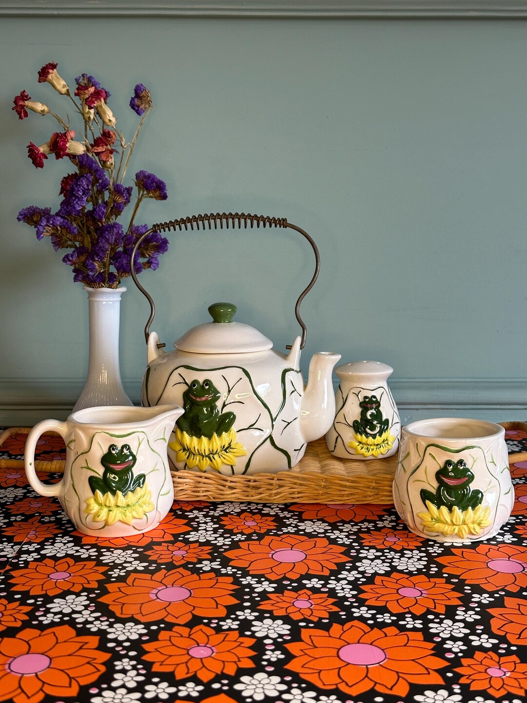 Neil the Frog , Hand Painted Teapot , Sugar Bowl, Creamer, Shaker - Etsy