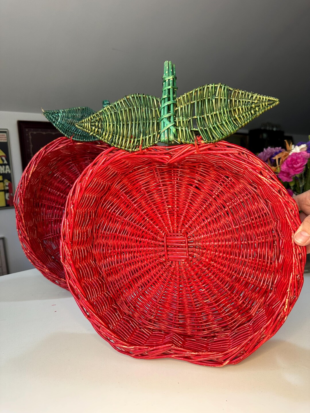 VINTAGE Cherry Wicker Nesting Baskets, Set of 2 - Etsy