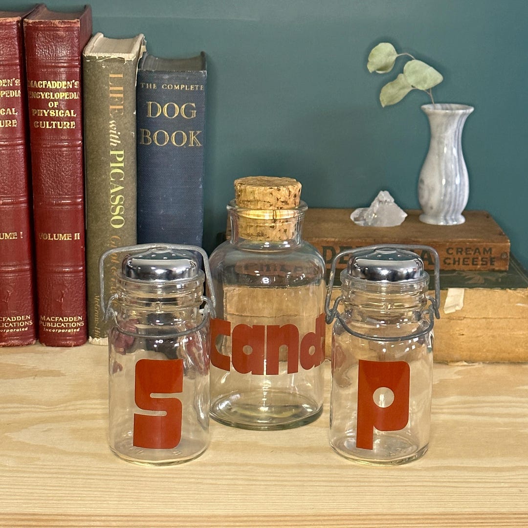 Vintage Wheaton Glass Candy Jar & Salt and Pepper Shakers Set - Etsy