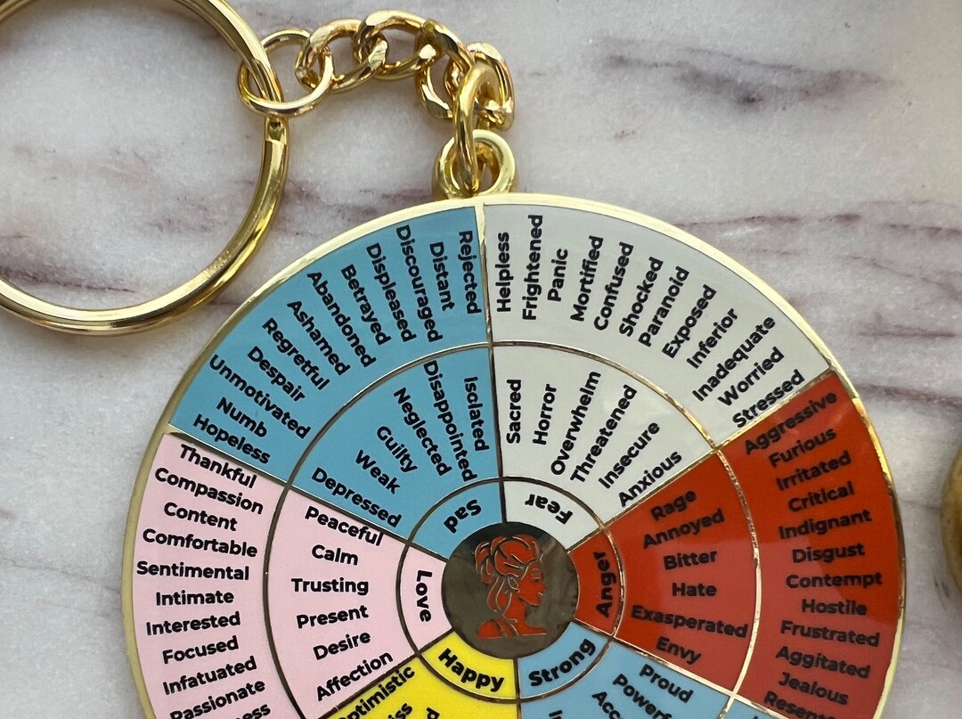 Feelings Wheel Keychain Gold Keychain Hard Enamel / Self Awareness Tool ...
