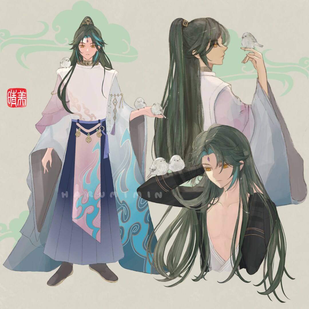 Genshin Impact - Traditional Xiao Square Print - Etsy