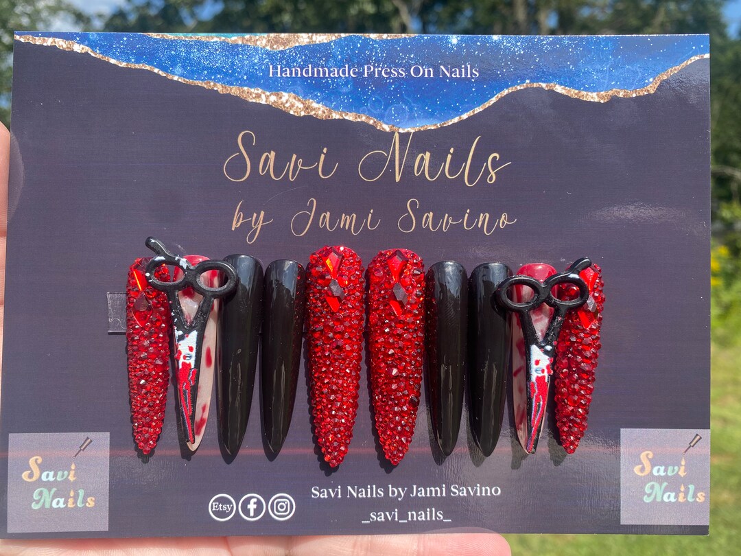 Shear Evil Reusable Acrylic Press on Nails Size Medium - Etsy