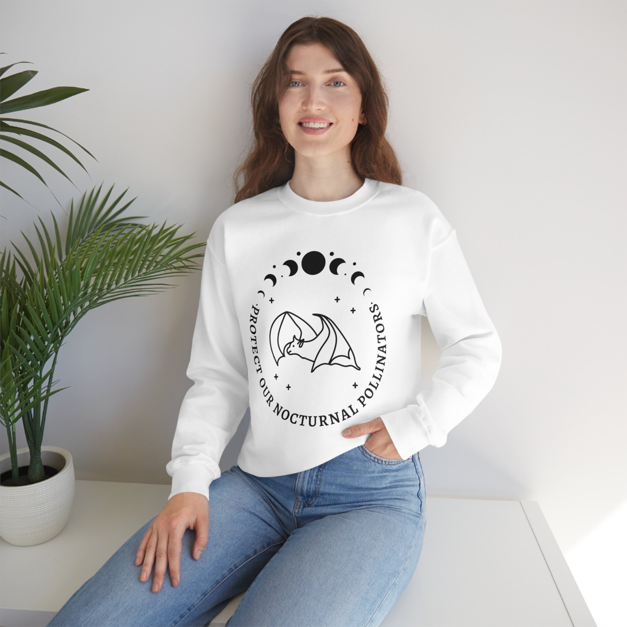 Protect Our Nocturnal Pollinators Sweatshirt, Retro Spooky Night Bat ...