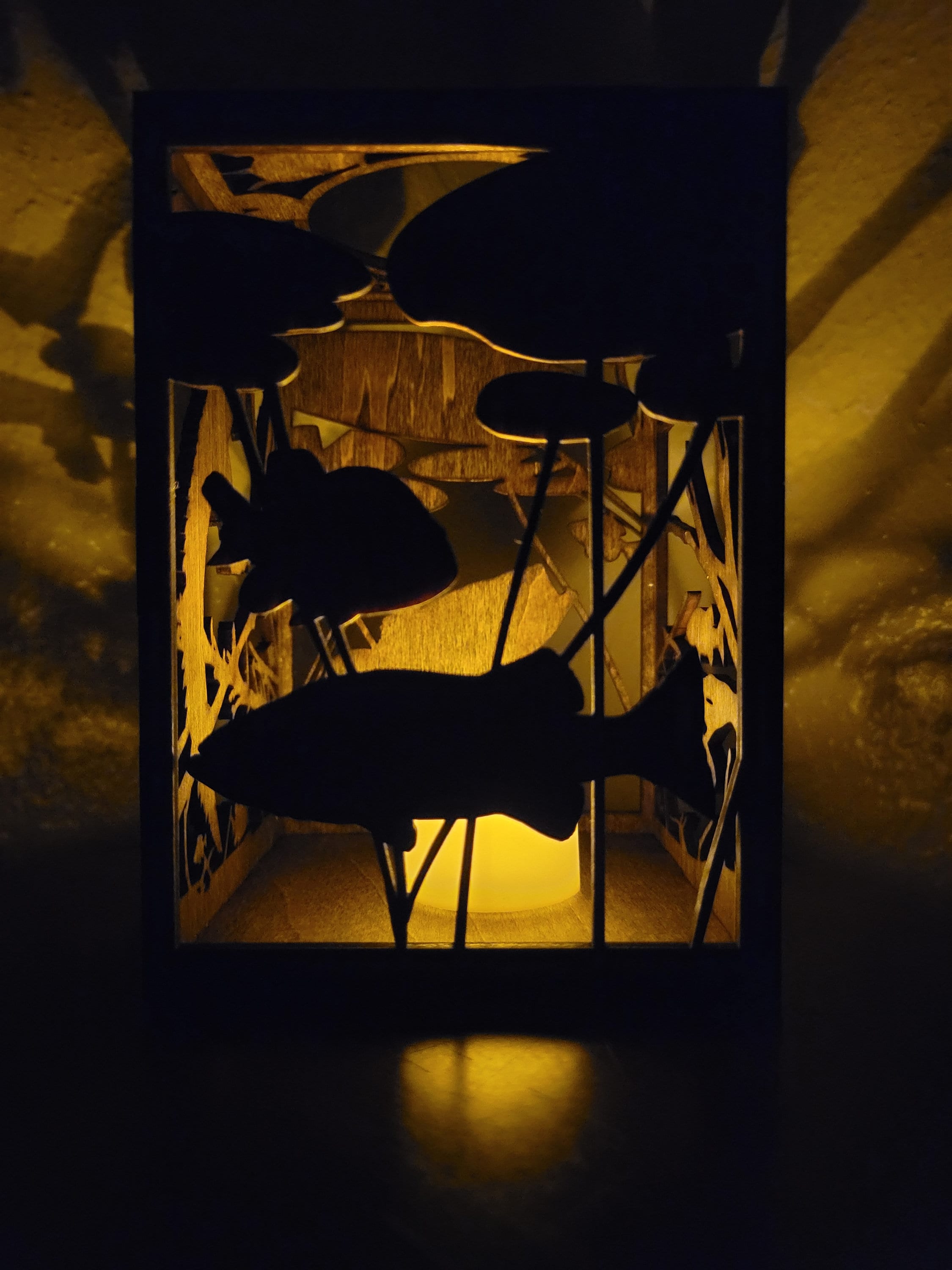 Bass & Alligator Tea Light, Shadow Casting, Night Lamp, Wood Lantern ...