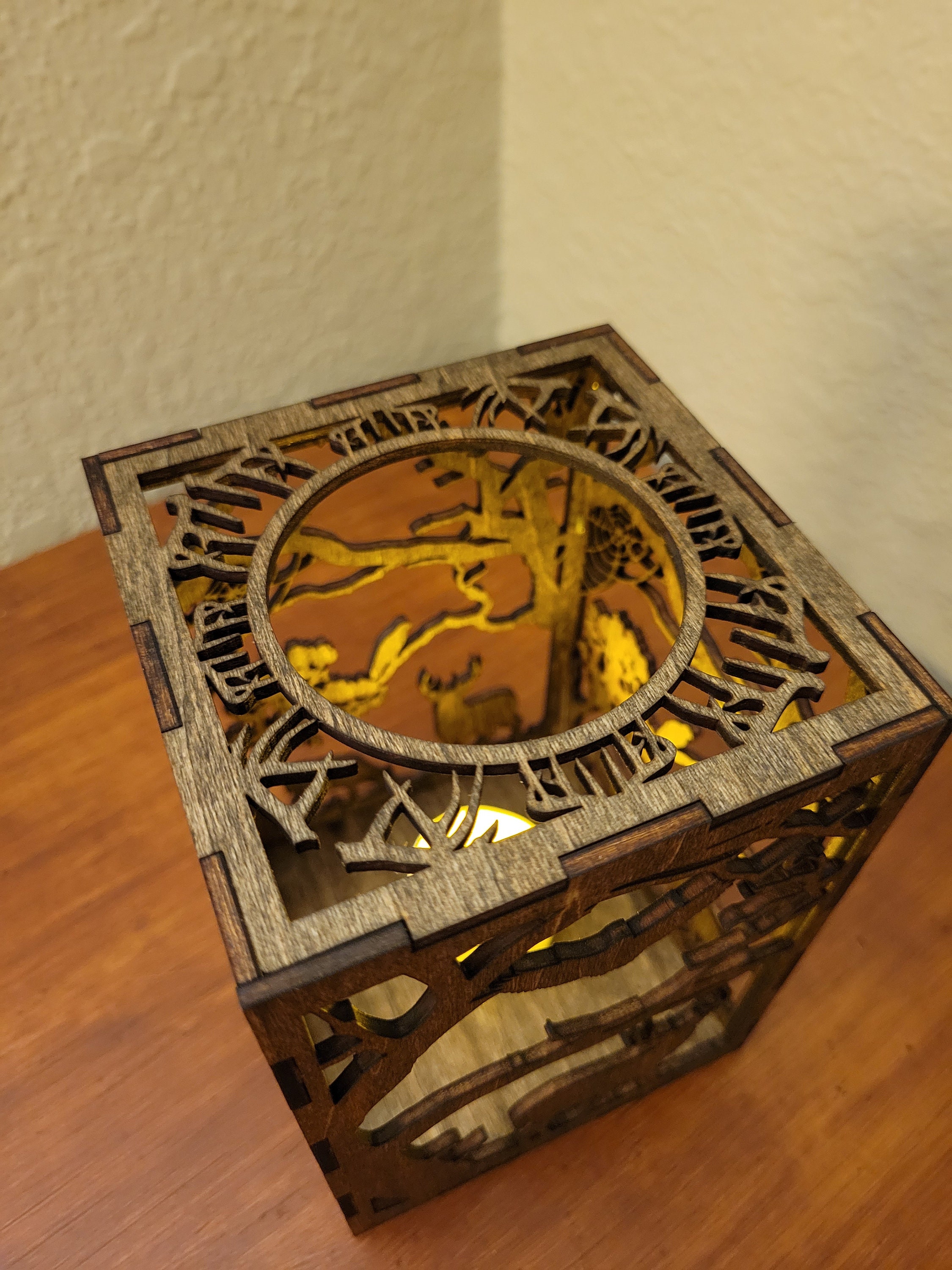 Deer Tea Light Shadow Casting Night Lamp Wood Lantern - Etsy