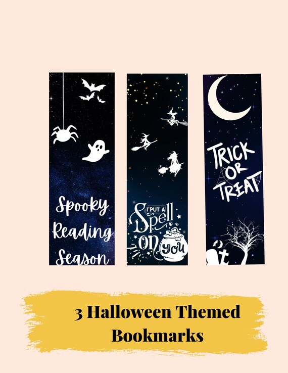 Halloween Printable Bookmarks Book Lovers Gifts Spooky - Etsy