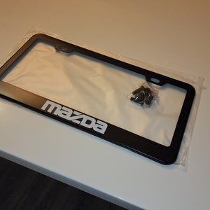 Glowing Mazda License Plate Frame Black Powder Coated Metal W/ Screws ...