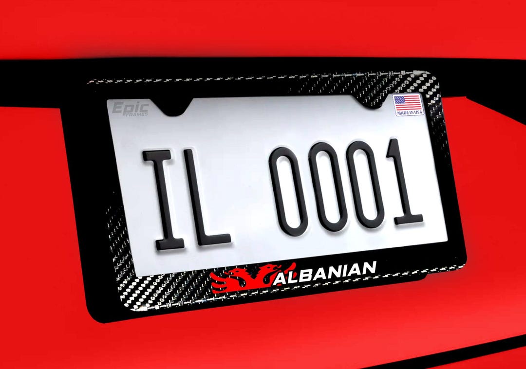 Albania / Kosovo Eagle Flag Premium 100% Carbon Fiber License Plate ...