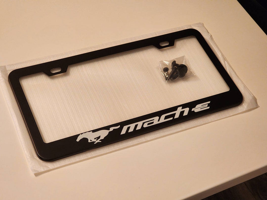 Mustang Mach E License Plate Frame Tag Cover Black Metal License Plate Frame With Screws and ...