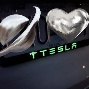 Glowing Tesla Logo Stainless Steel License Plate Frame Holder Rust Free ...