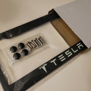 Glowing Tesla Logo Stainless Steel License Plate Frame Holder Rust Free ...