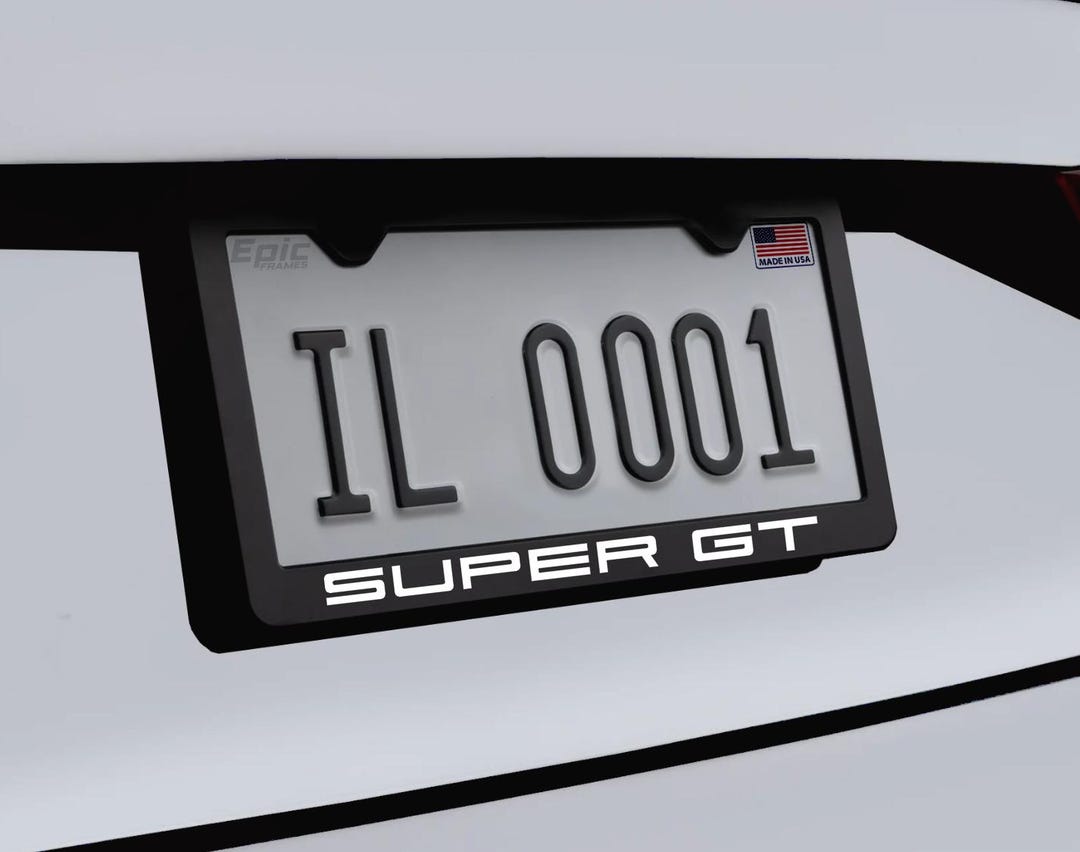 Super GT Black Metal License Plate Frame Premium With Screws and Caps ...