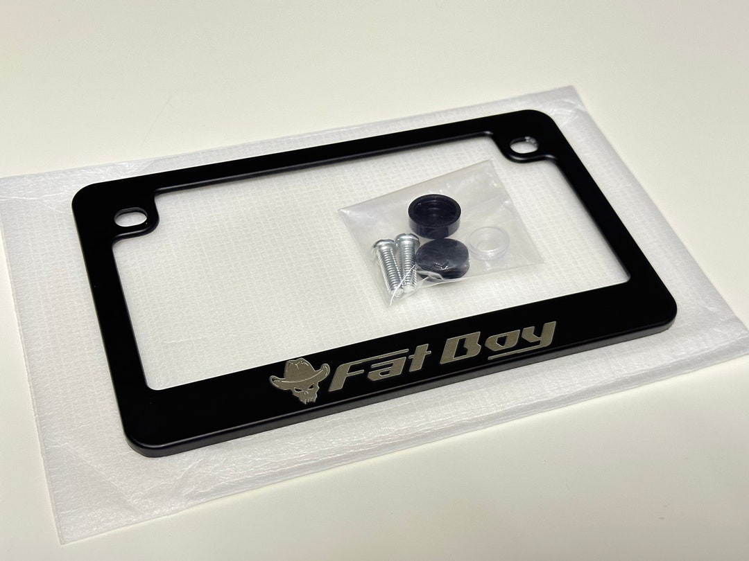 Detailed Engraved Fatboy Motorcycle License Plate Frame Black Metal - Etsy