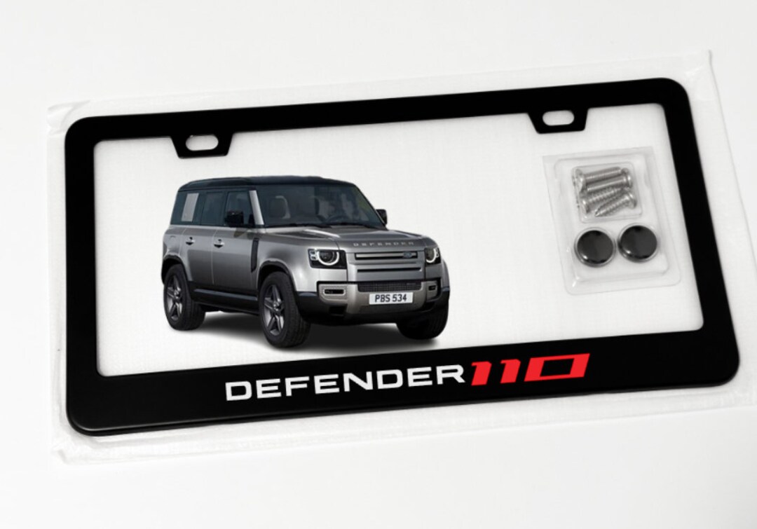 Reflective Defender 110 License Plate Frame Black Metal W/ Screws ...