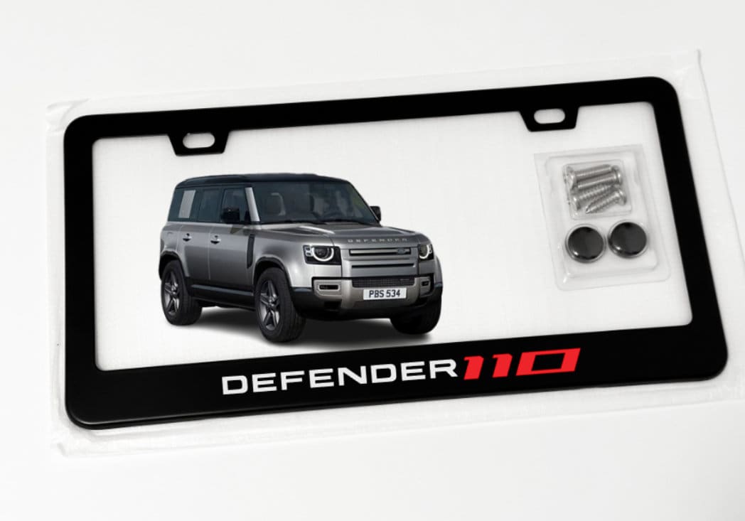 Reflective Defender 110 License Plate Frame Black Metal W/ Screws ...