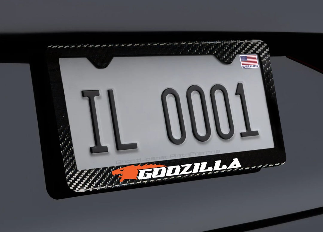 Orange / White Godzilla GTR 100% Carbon Fiber License Plate Frame ...