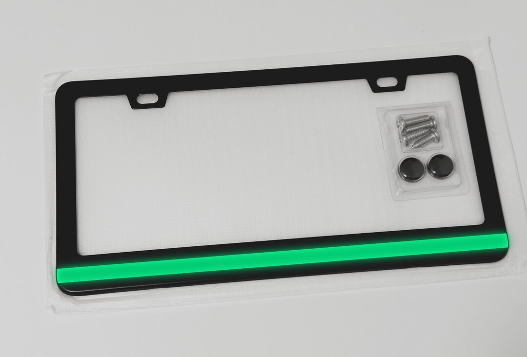 Reflective Green Road Safety License Plate Frame Tag Holder Car Black ...
