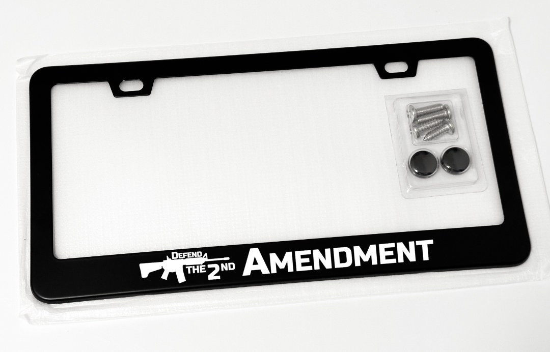 Reflective Defend the 2nd Amendment Black Metal License Plate Frame ...
