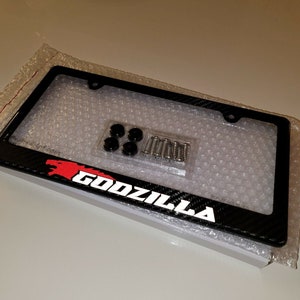 Reflective Godzilla GTR 100% Carbon Fiber License Plate Frame Premium ...