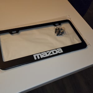 Glowing Mazda License Plate Frame Black Powder Coated Metal W/ Screws ...
