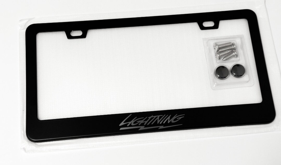 Black on Black Lightning Truck Black Metal License Plate Frame W ...