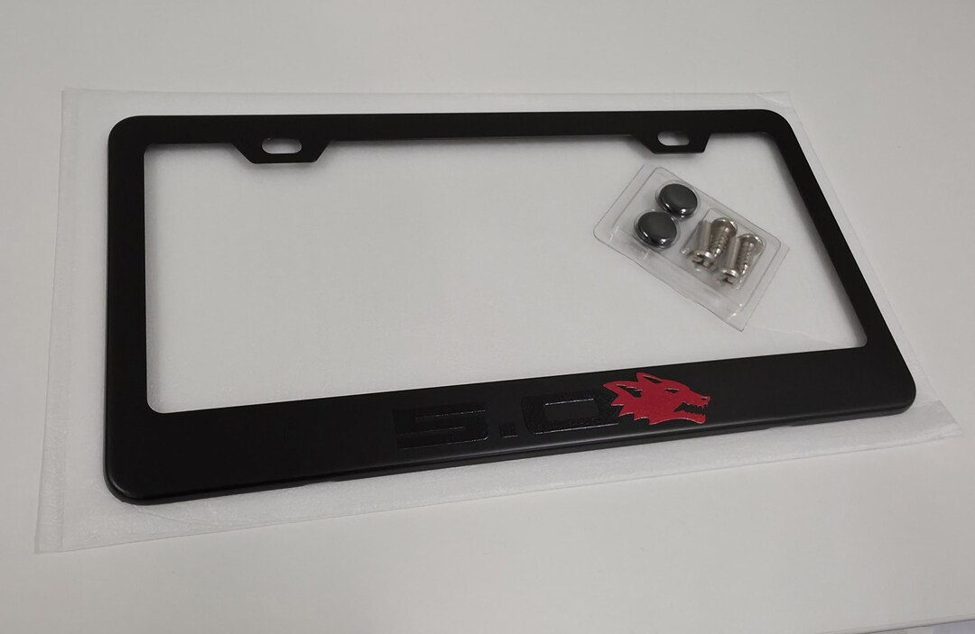 Black on Black Coyote 5.0 Mustang GT License Plate Frame Black Premium ...