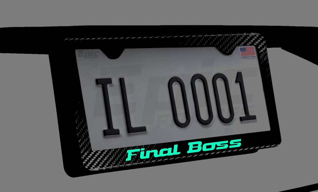 Glowing Final Boss 100% Carbon Fiber License Plate Frame Street Racing ...