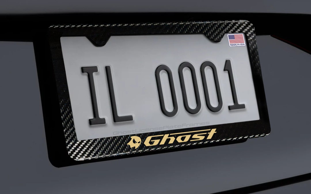 Bronze / Gold Ghost 100& Carbon Fiber License Plate Frame Holder Street ...