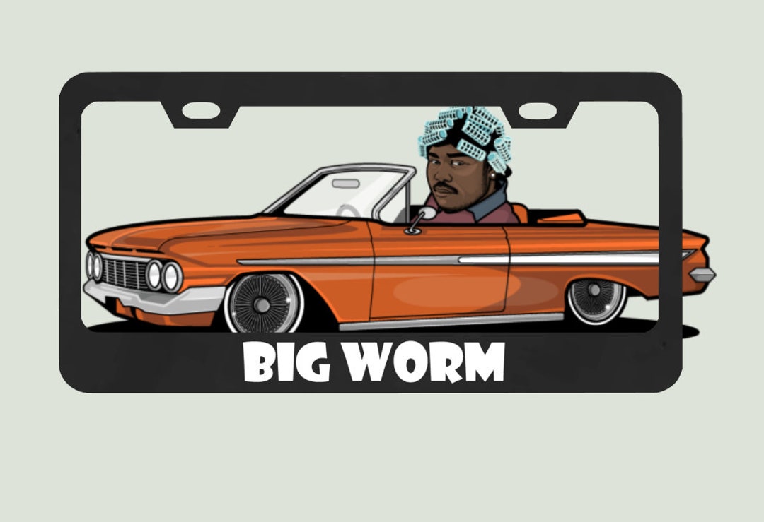 Reflective Friday "big Worm" on Black Metal License Plate Frame W ...