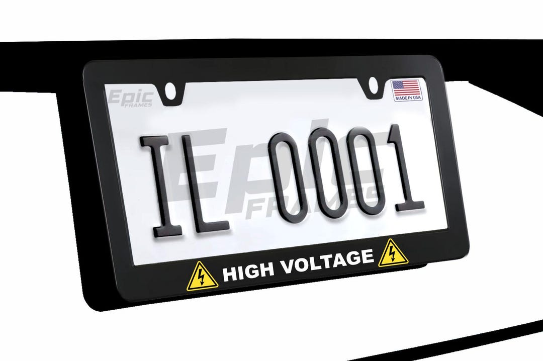 High Voltage EV Performance License Plate Frame for Tesla, Lucid, Mach ...
