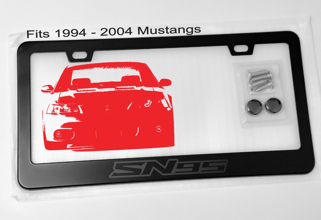 Black on Black SN95 License Plate Frame Black Metal Fits 94 - 04 ...