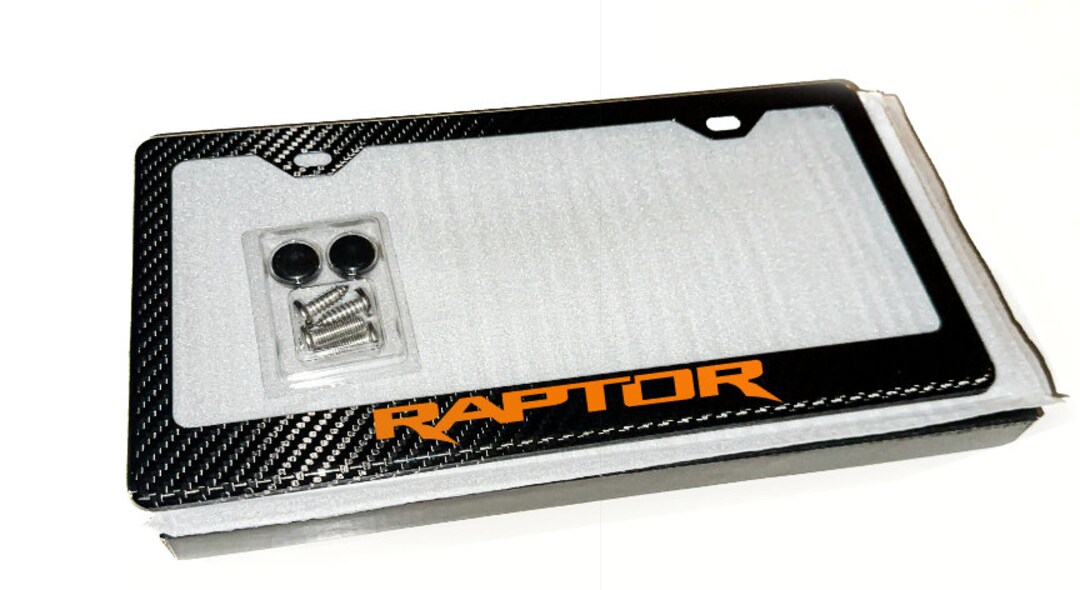Orange F150 / Bronco Raptor R Reflective TRUE Carbon Fiber License ...