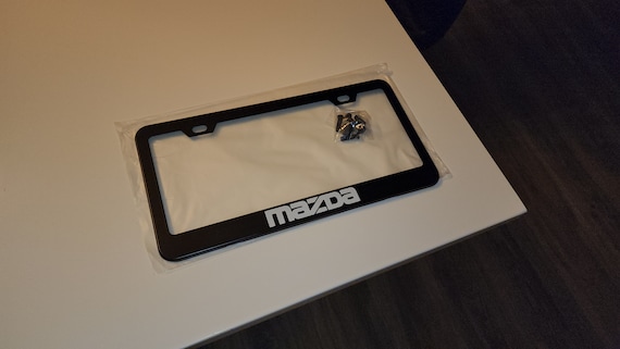 Glowing Mazda License Plate Frame Black Powder Coated Metal W Screws Caps Etsy