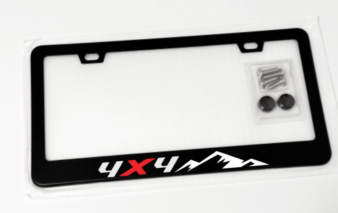 Reflective 4X4 Mountain Logo License Plate Frame Tag Cover Fits All 4x4 ...