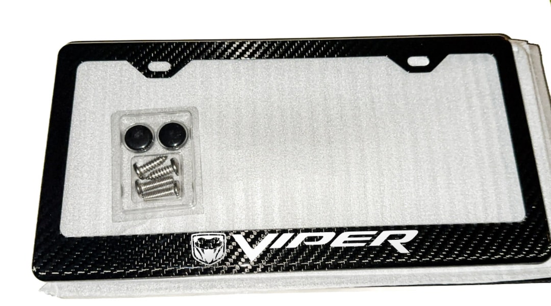 Reflective White Viper Fangs on Black True Premium Carbon Fiber License Plate Frame - Etsy